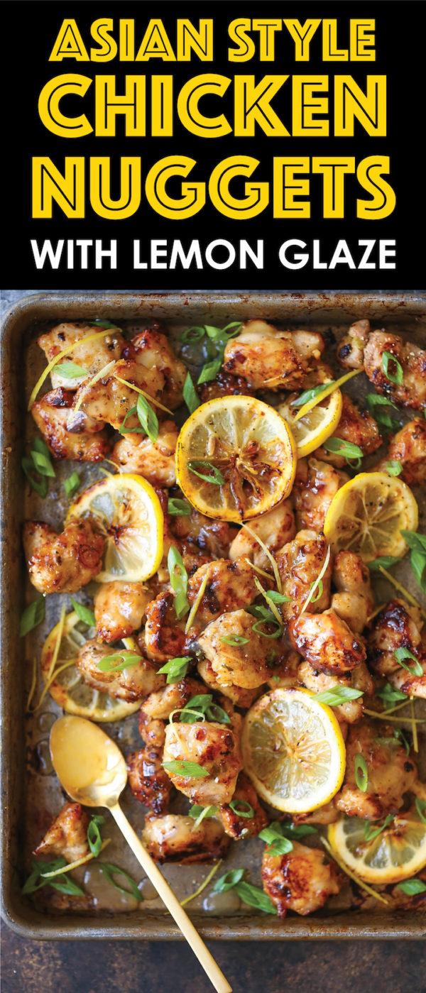 Asian Style Chicken Nuggets with Lemon Glaze - Damn Delicious