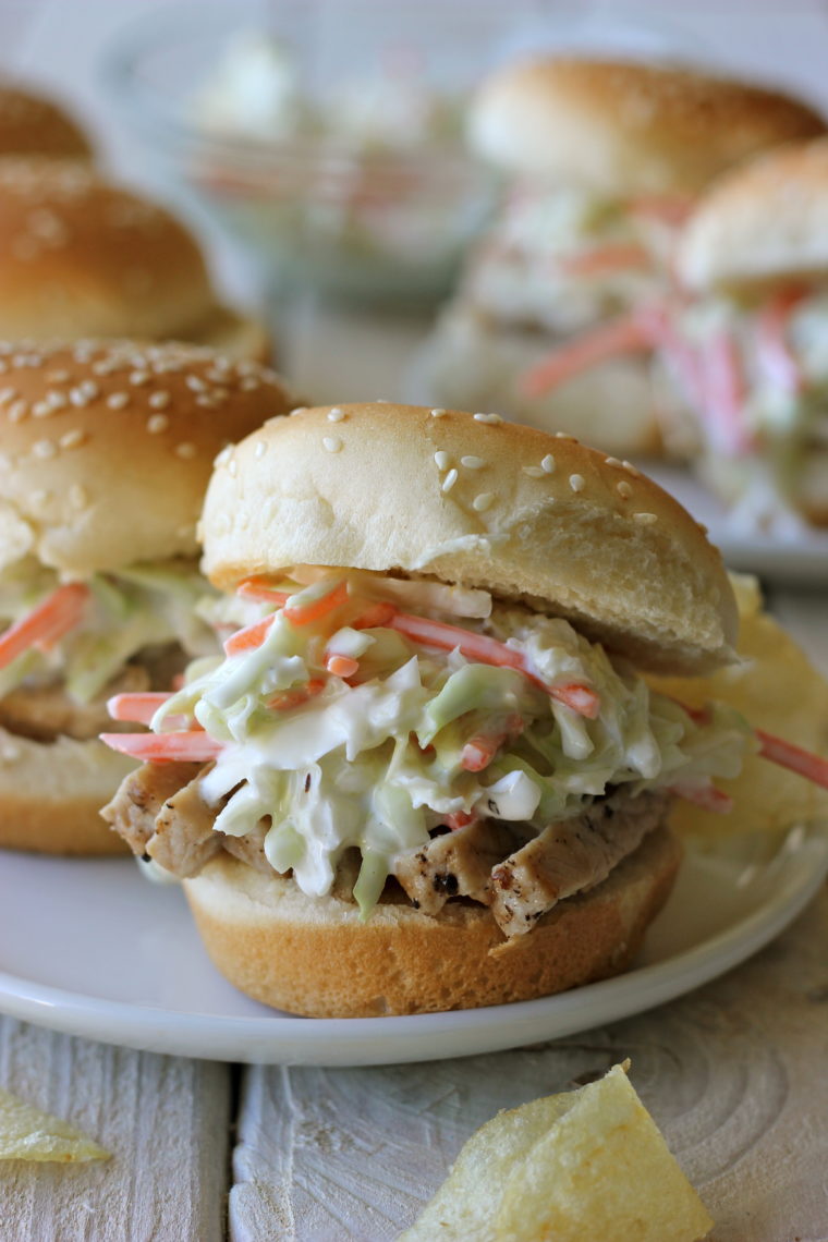 Raspberry Balsamic Glaze Pork Sliders with Coleslaw - Damn Delicious