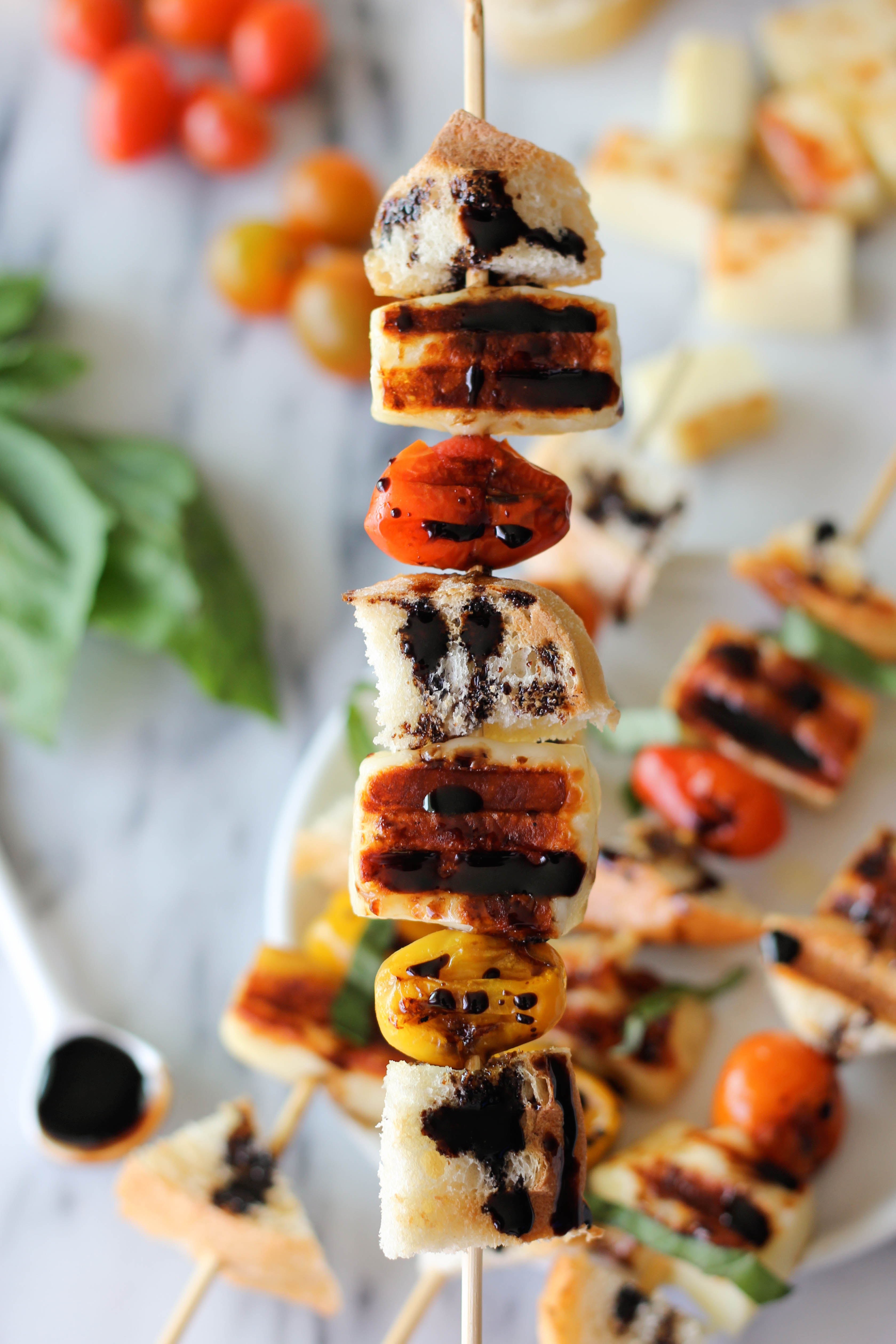 Caprese Cheese Kabobs with Balsamic Reduction - Damn Delicious