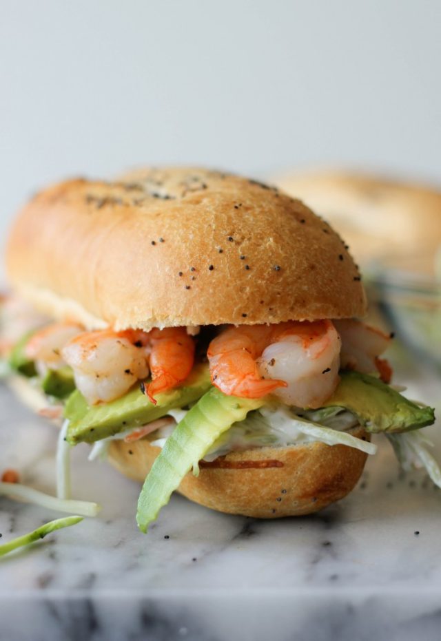 Shrimp Sandwich with Avocado and Broccoli Slaw - Damn Delicious