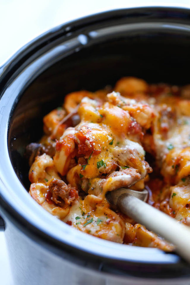Slow Cooker Cheesy Tortellini - Damn Delicious