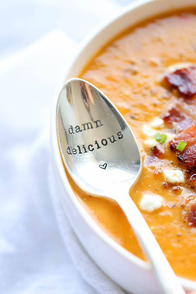 Roasted Butternut Squash and Bacon Soup - Damn Delicious