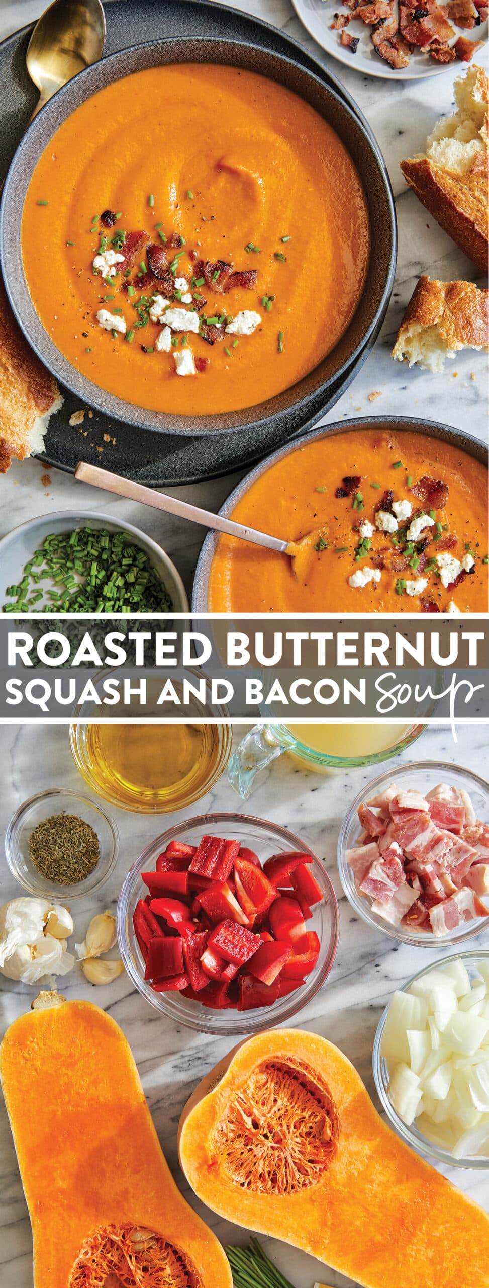 Roasted Butternut Squash and Bacon Soup - Damn Delicious