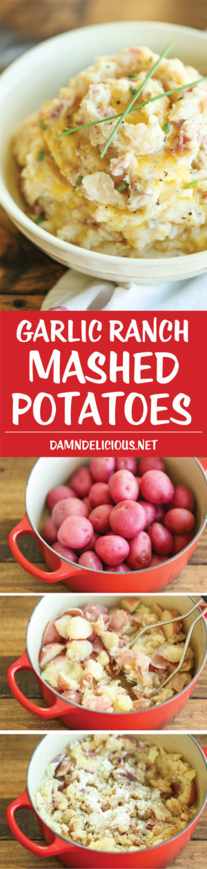 Garlic Ranch Mashed Potatoes - Damn Delicious