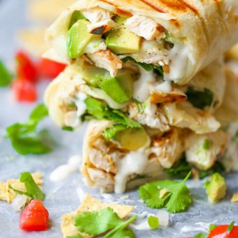 Chicken and Avocado Ranch Burritos - Damn Delicious