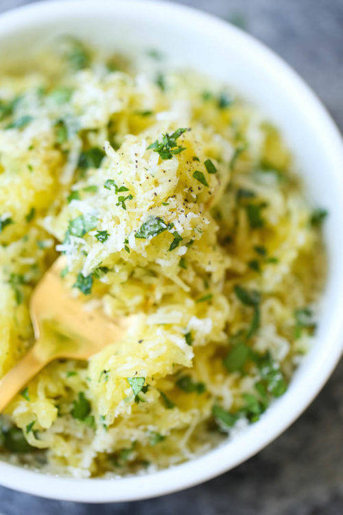 Garlic Parmesan Spaghetti Squash - Damn Delicious