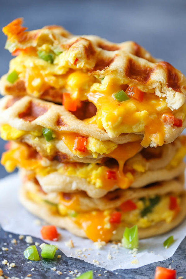 Breakfast Stuffed Waffles - Damn Delicious