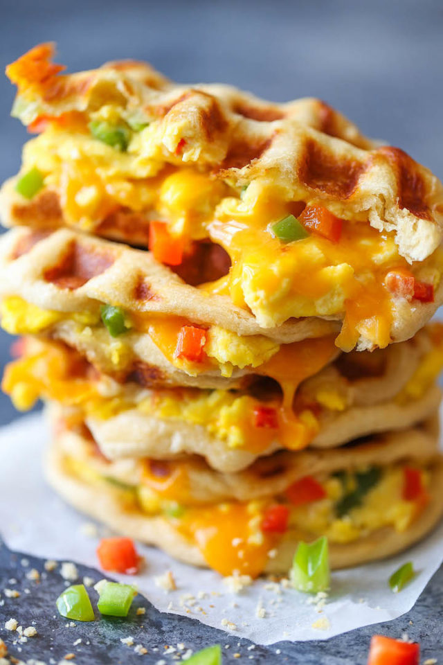 Breakfast Stuffed Waffles - Damn Delicious