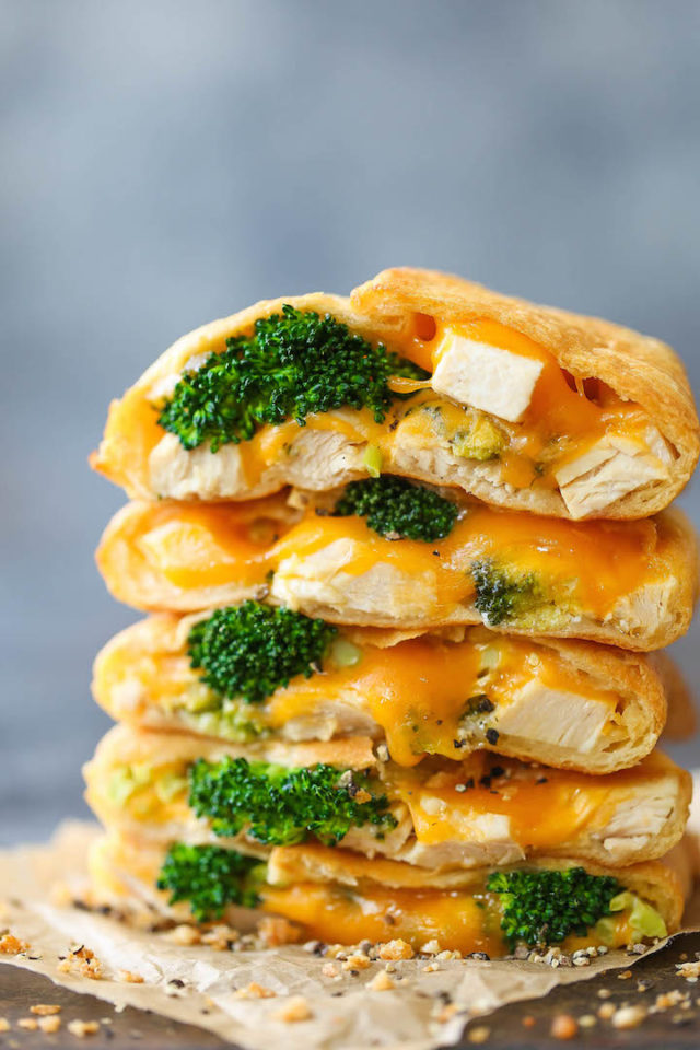 Cheesy Chicken and Broccoli Pockets - Damn Delicious