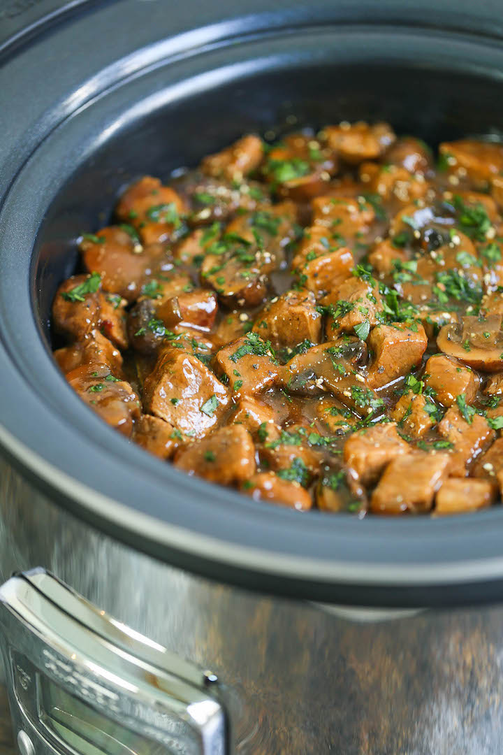 Slow Cooker Steak Tips With Mushrooms Damn Delicious