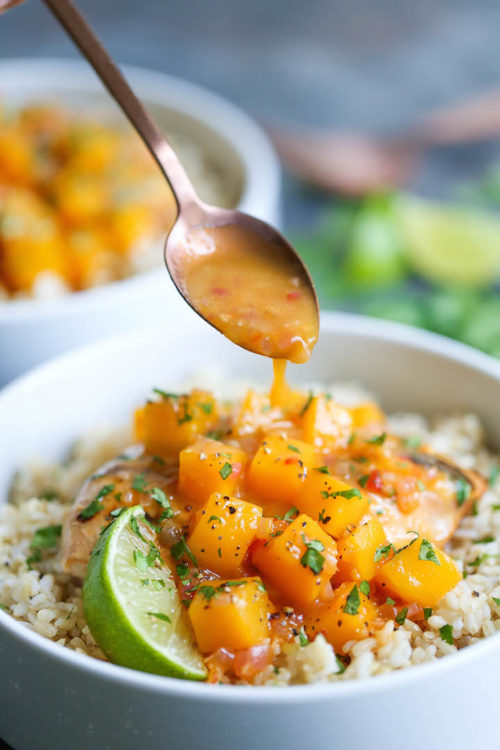 Mango Chicken with Coconut Rice - Damn Delicious