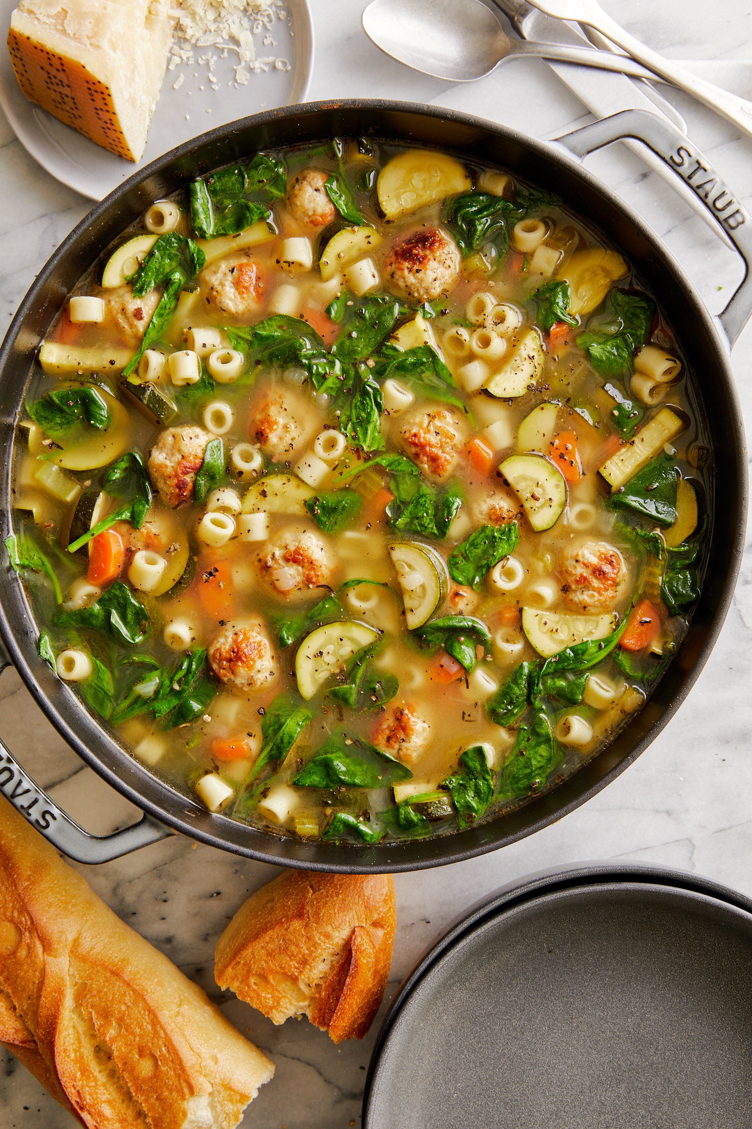 Summer Minestrone with Turkey Meatballs - Damn Delicious