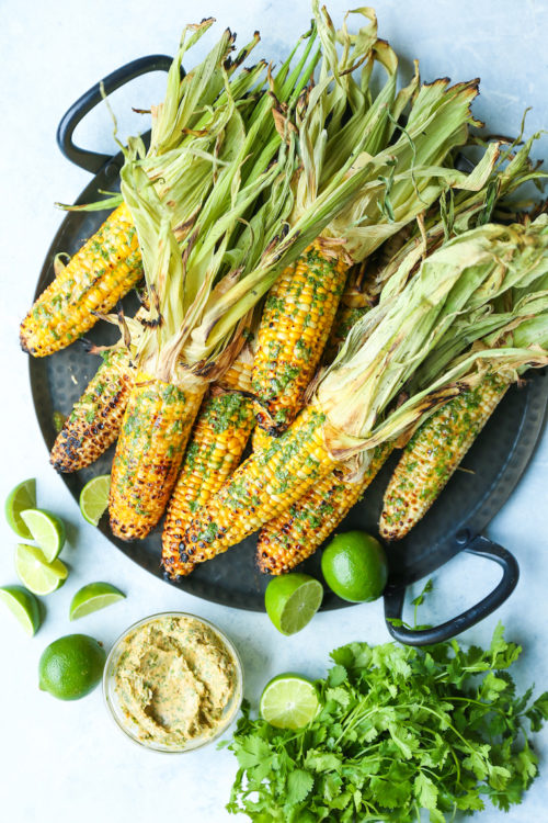 Grilled Corn with Cilantro Lime Butter - Damn Delicious