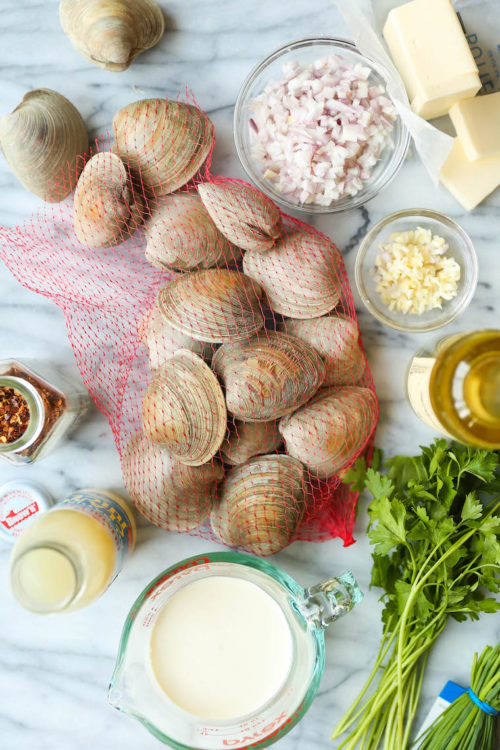 Garlic Butter Clams with White Wine Cream Sauce - Damn Delicious