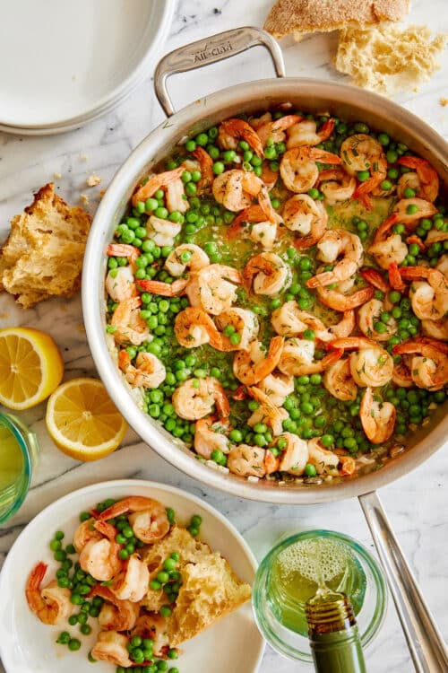 Garlic Shrimp and Peas - Damn Delicious