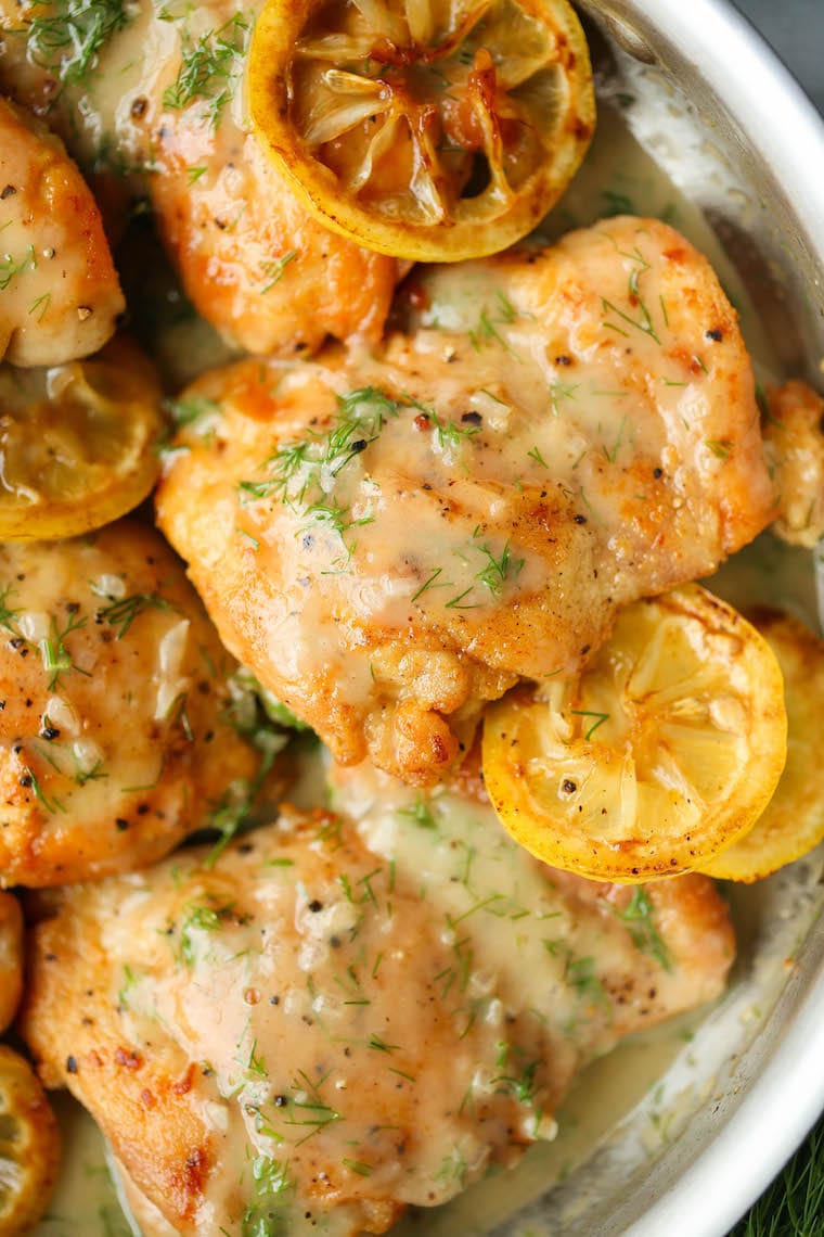 Skillet Lemon Dill Chicken Thighs - Damn Delicious